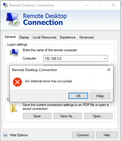Remote Desktop Failed To Open Display - Firewall Issue